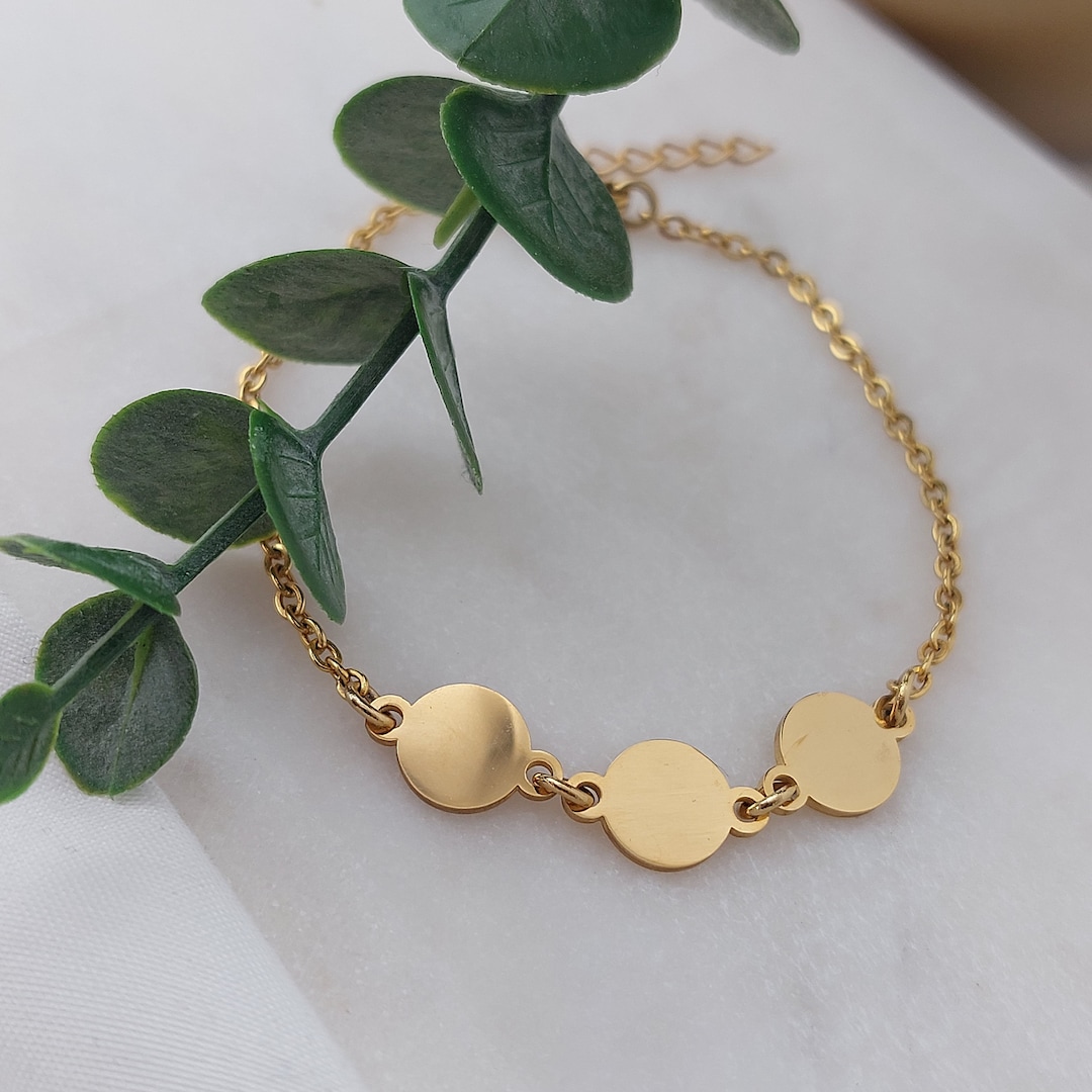 Personalized Engraved Bracelet in Gold & Silver Bracelet With 10 Mm ...
