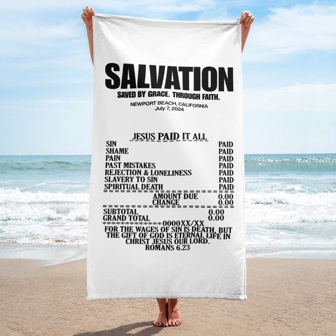 Personalized Baptism Beach Towel: Salvation Receipt Design - Etsy