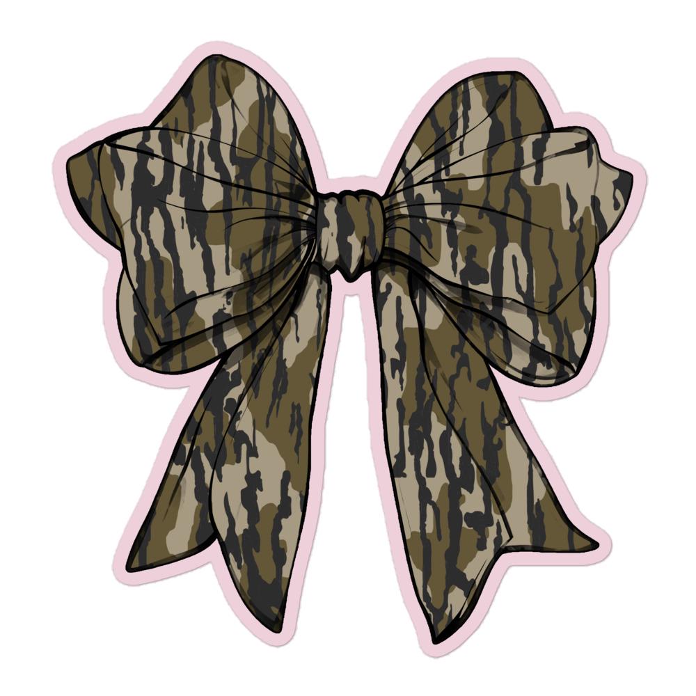 Suz BOTTOMLAND CAMO BOW Vinyl Decal Sticker Camo Coquette Bow Bubble ...
