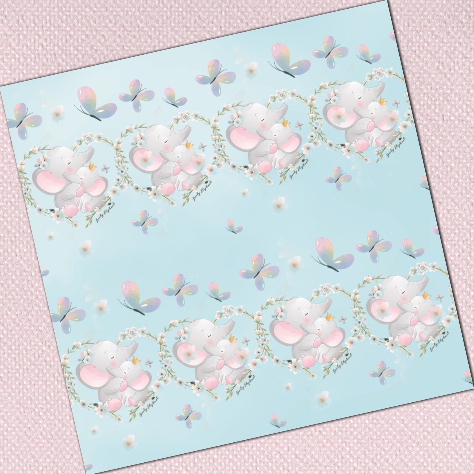 Little Elephant Digital Paper Set Scrapbook Background Children ...