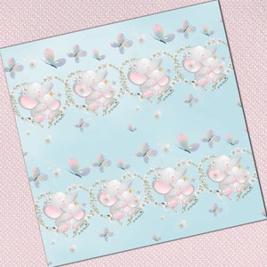 Little Elephant Digital Paper Set Scrapbook Background Children ...