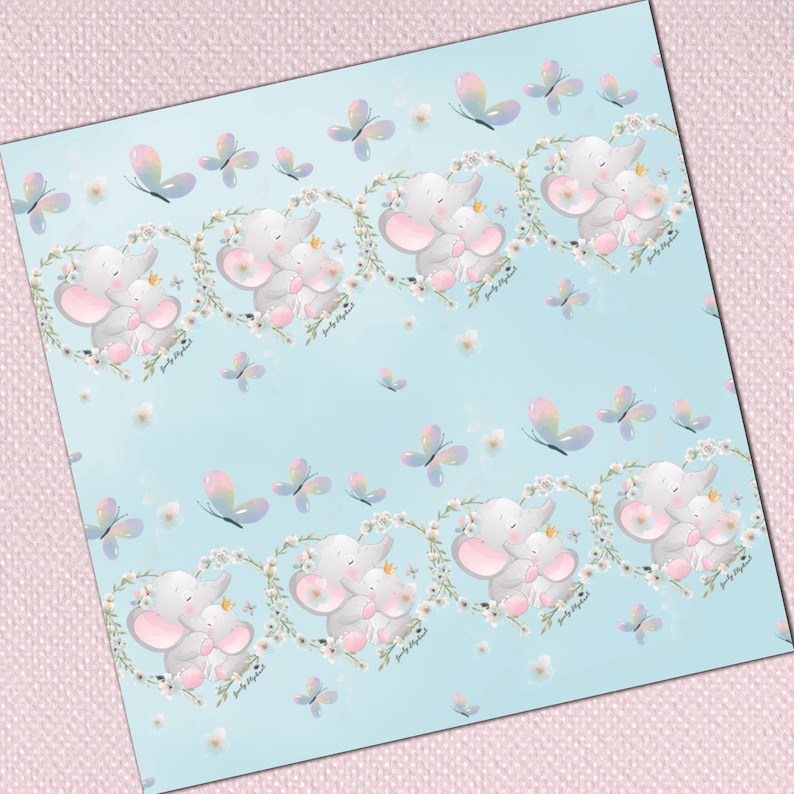 Little Elephant Digital Paper Set Scrapbook Background Children ...