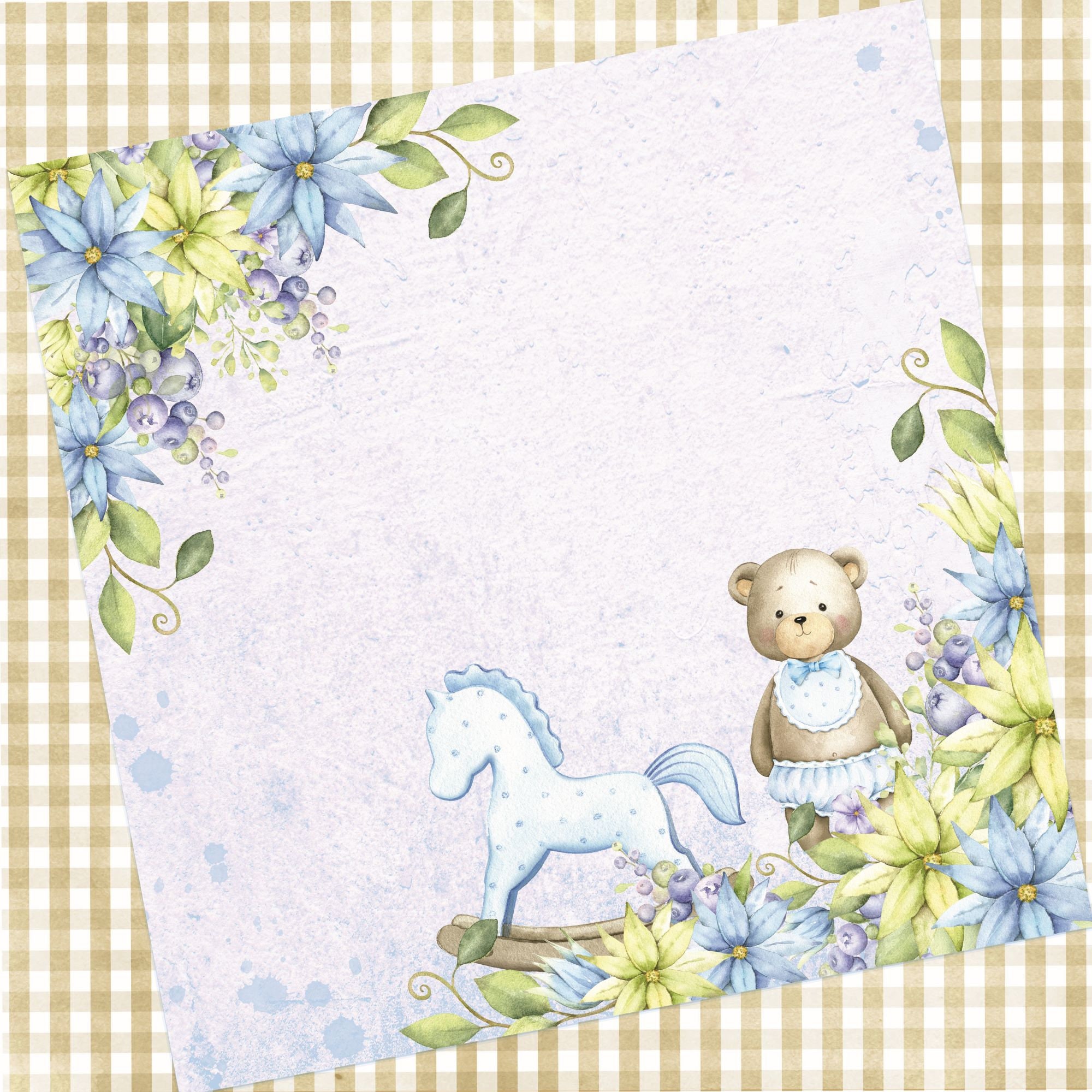 Teddy Bear Digital Paper Set Baby Boy Digital Paper Pack Nursery ...