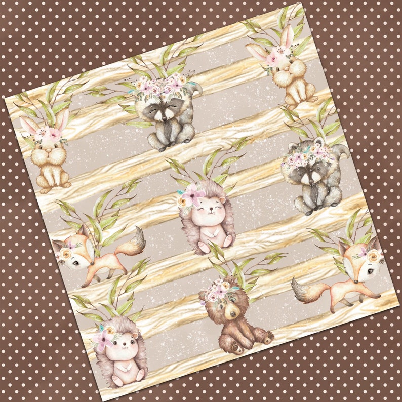Forest Friends Digital Paper Set Printable Collection With - Etsy