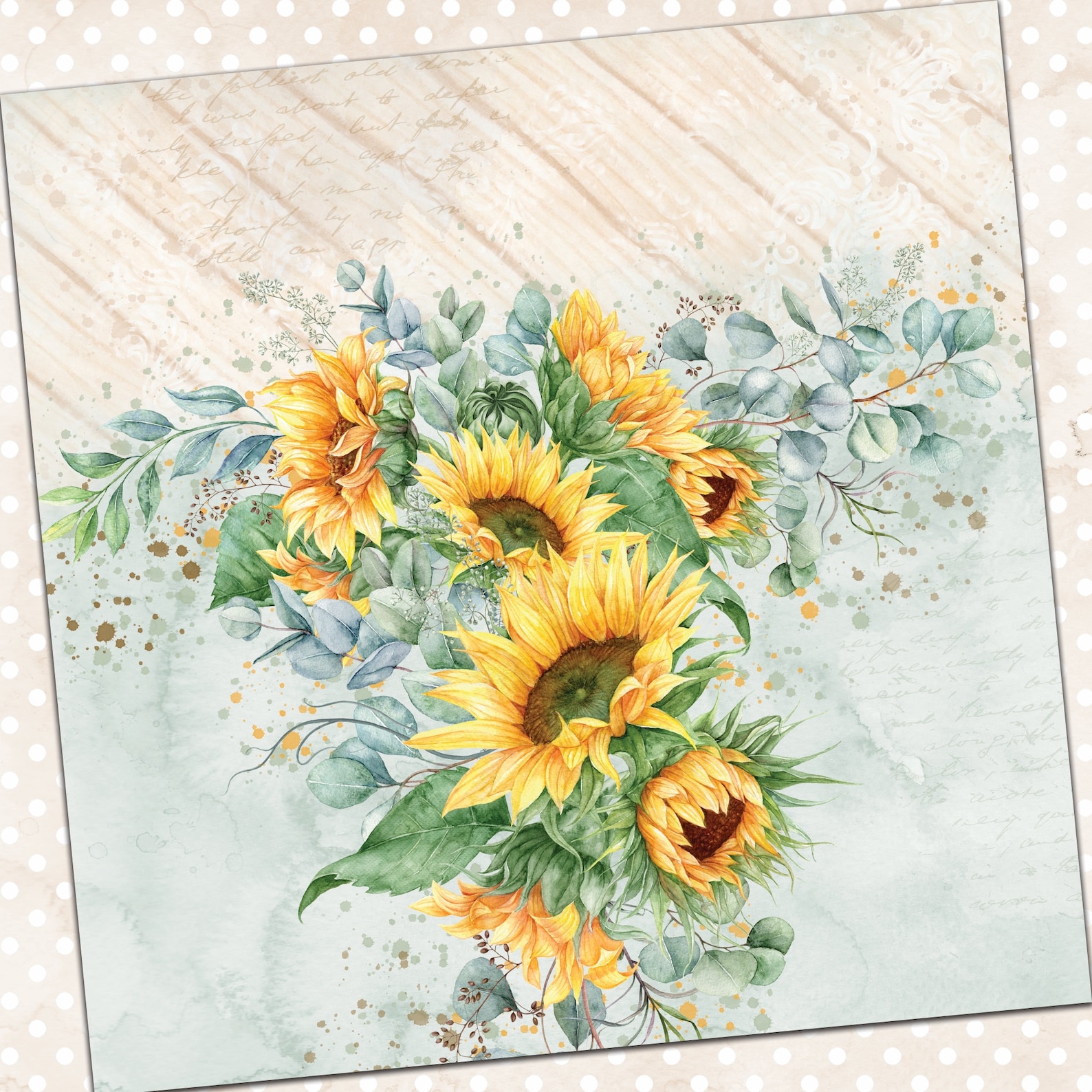 Sunflowers Wedding Digital Paper Set Wedding Paper Pack Sunflowers ...