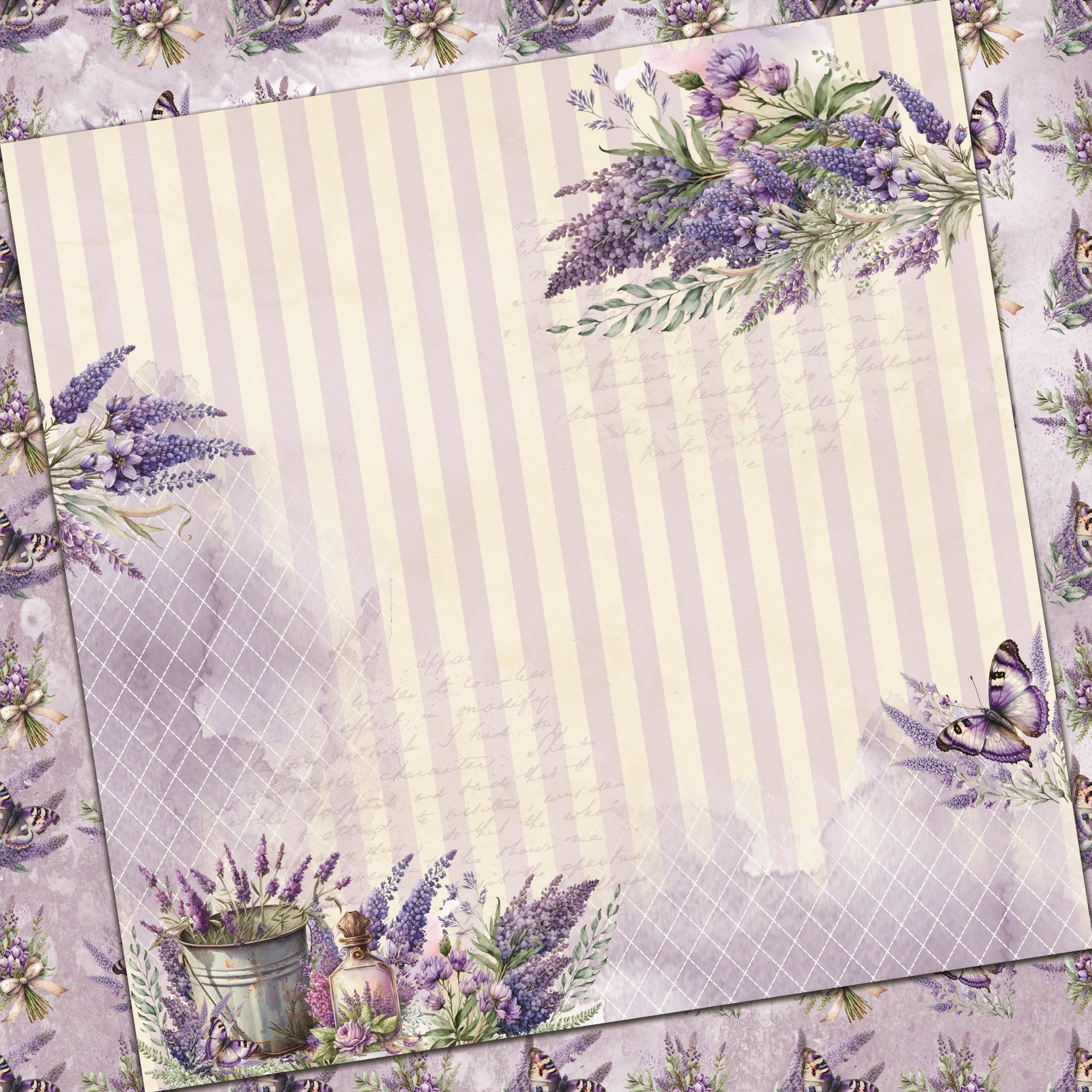 Romance in Provence Digital Paper Set Purple Floral Digital Paper Pack ...