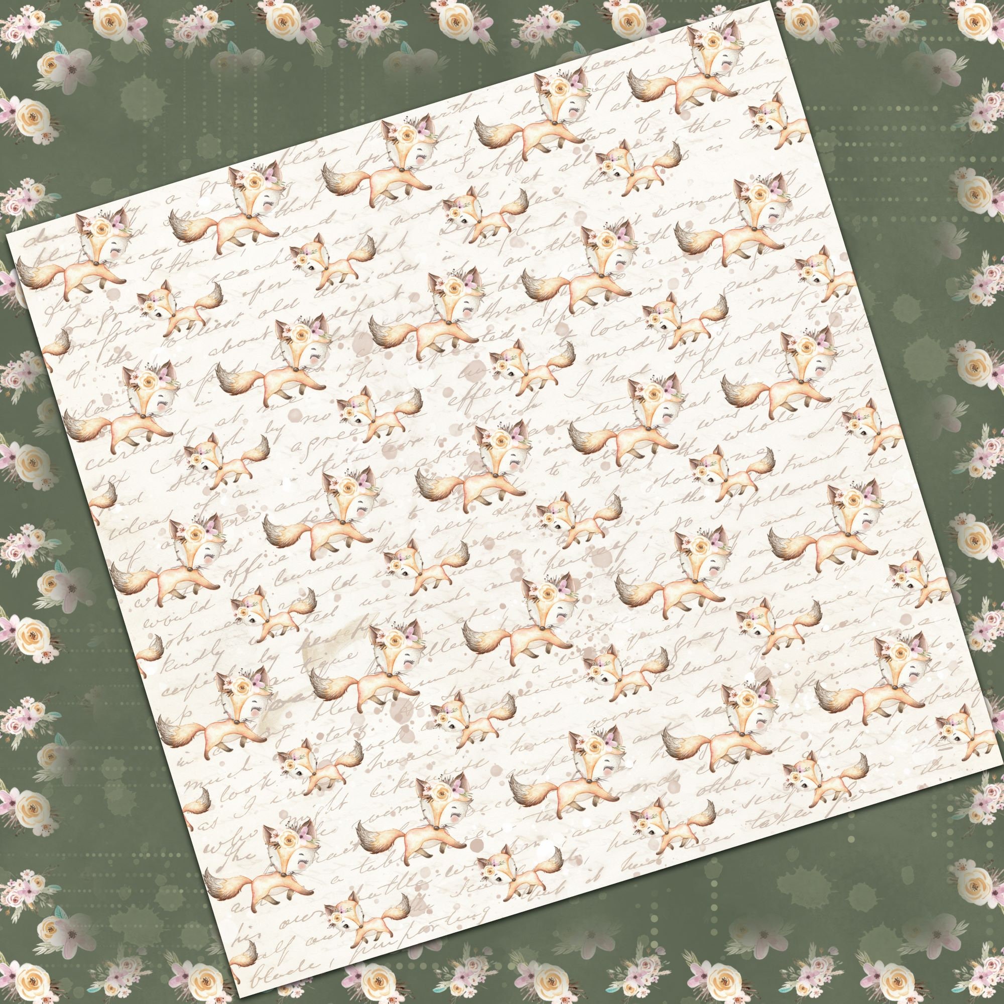 Forest Friends Digital Paper Set Printable Collection With Bear Fox ...