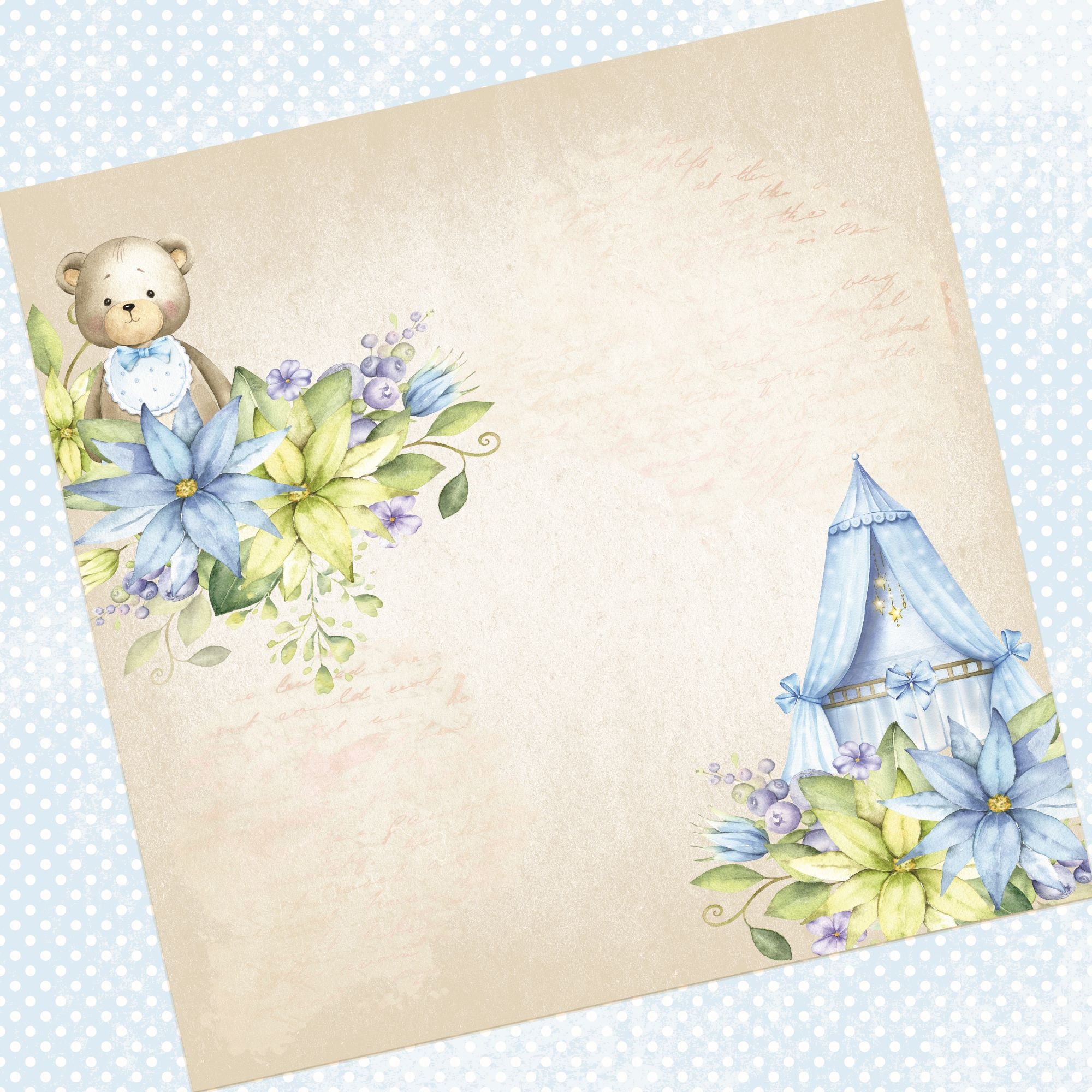 Teddy Bear Digital Paper Set Baby Boy Digital Paper Pack Nursery ...