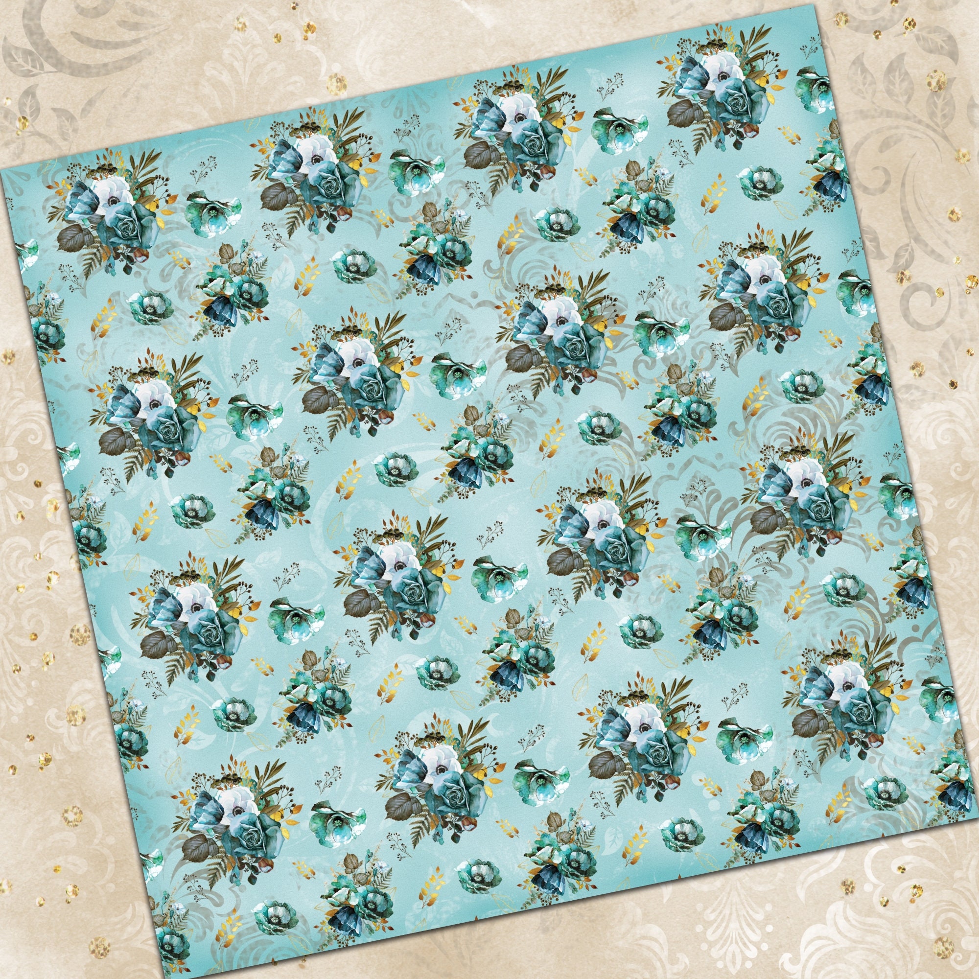 Turquoise and Gold Digital Paper Set Wedding Vibes Digital Paper Set ...