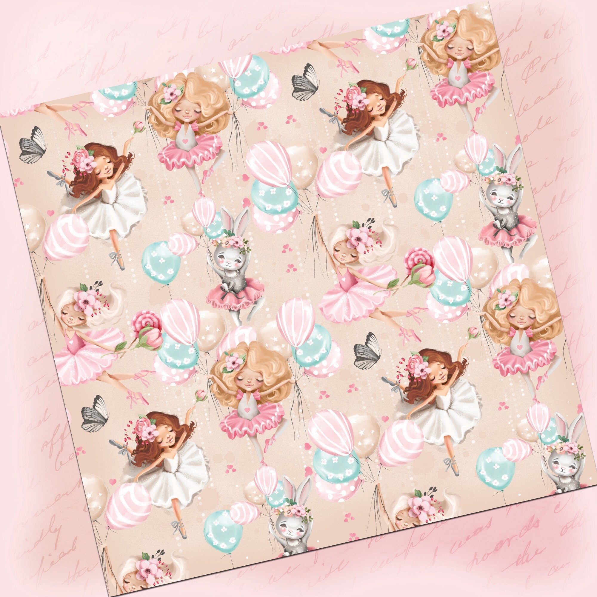 Tutu Ballet Digital Paper Set Baby Girl Scrapbook Digital Paper Pack ...