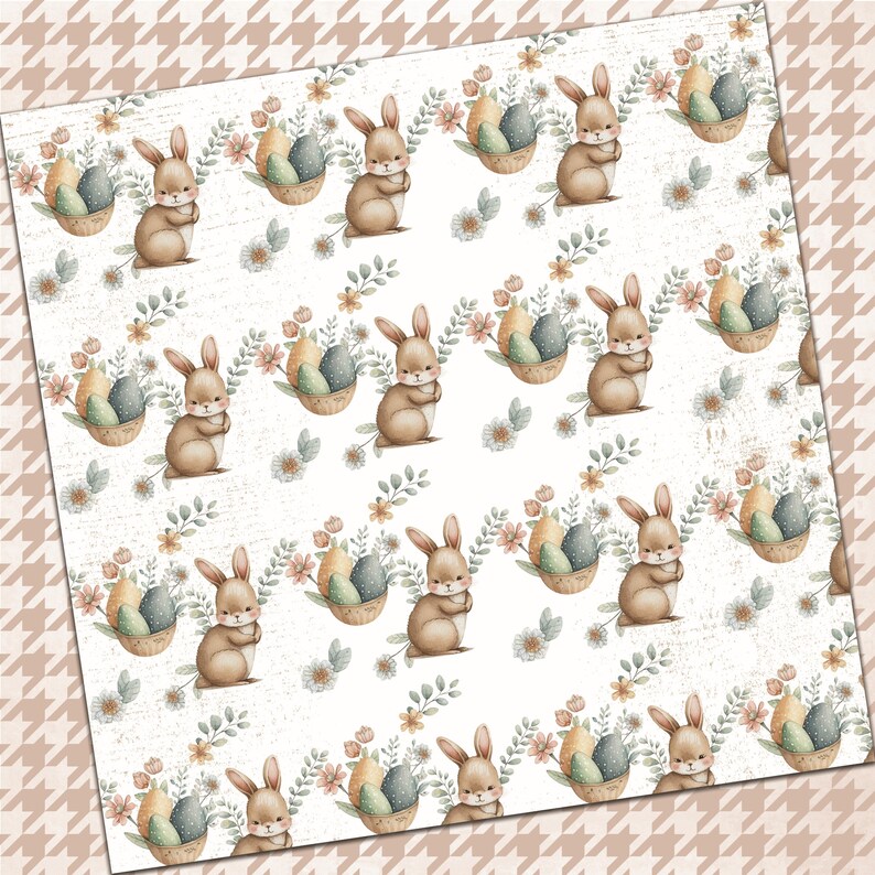 Easter Digital Paper Set Easter Bunnies With Eggs Digital Paper Pack ...