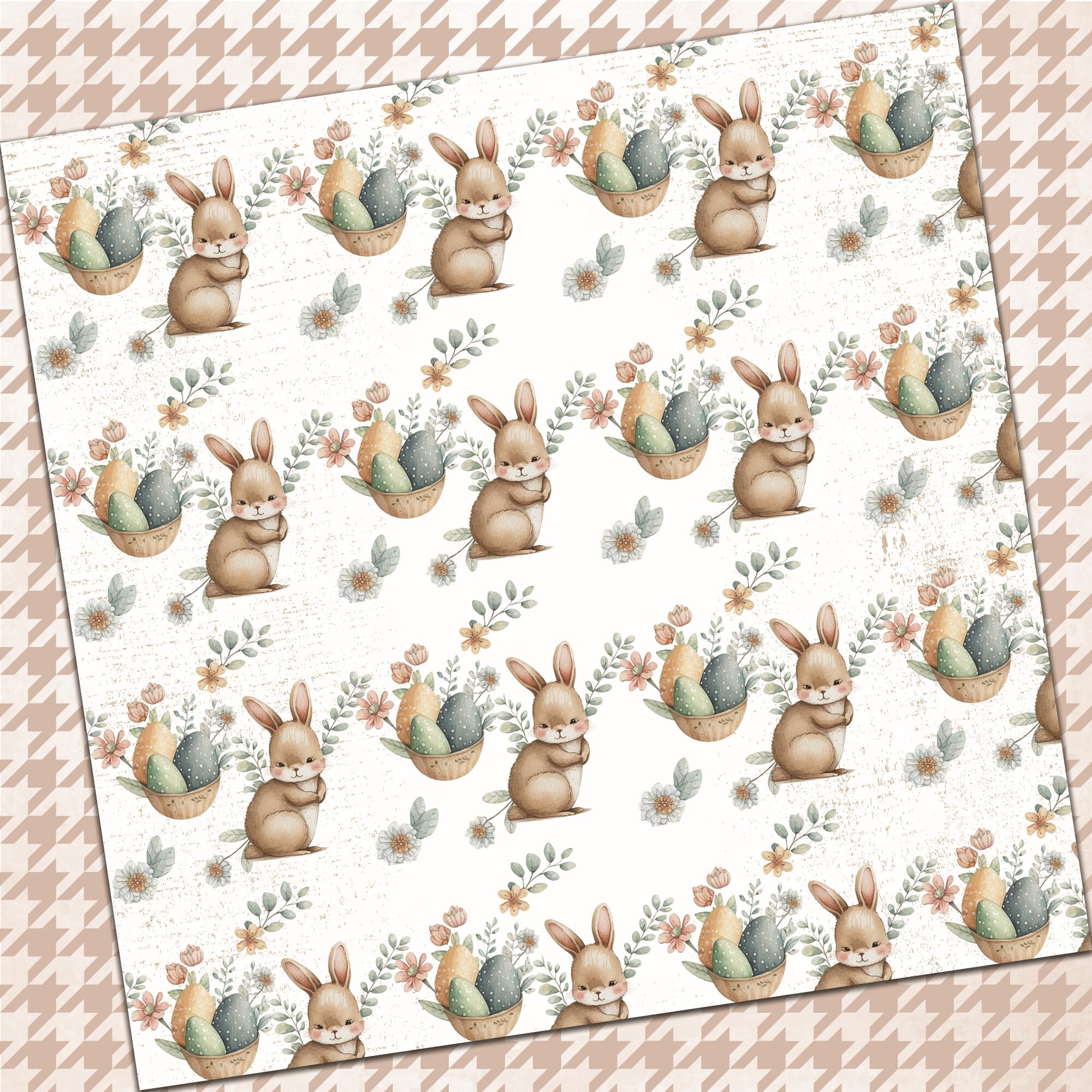 Easter Digital Paper Set Easter Bunnies With Eggs Digital Paper Pack ...