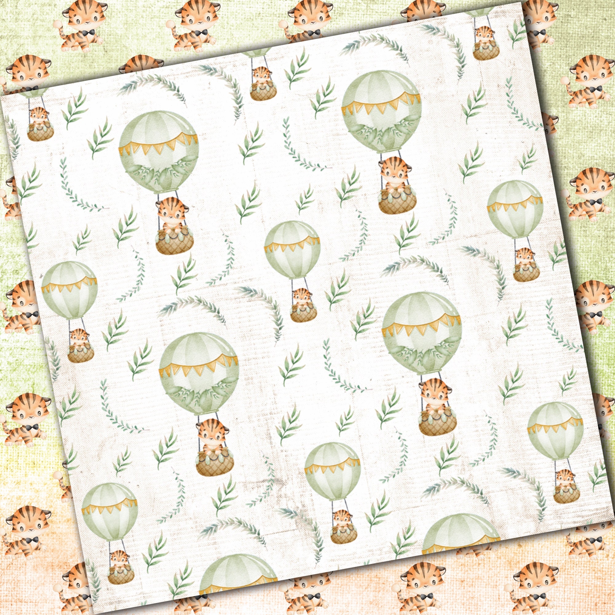 Little Tiger Digital Paper Set Tiger Nursery Background Unisex Baby ...
