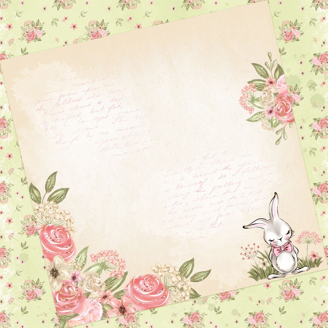 Sweet Bunnie Digital Paper Set Scrapbook Digital Paper Pack - Etsy