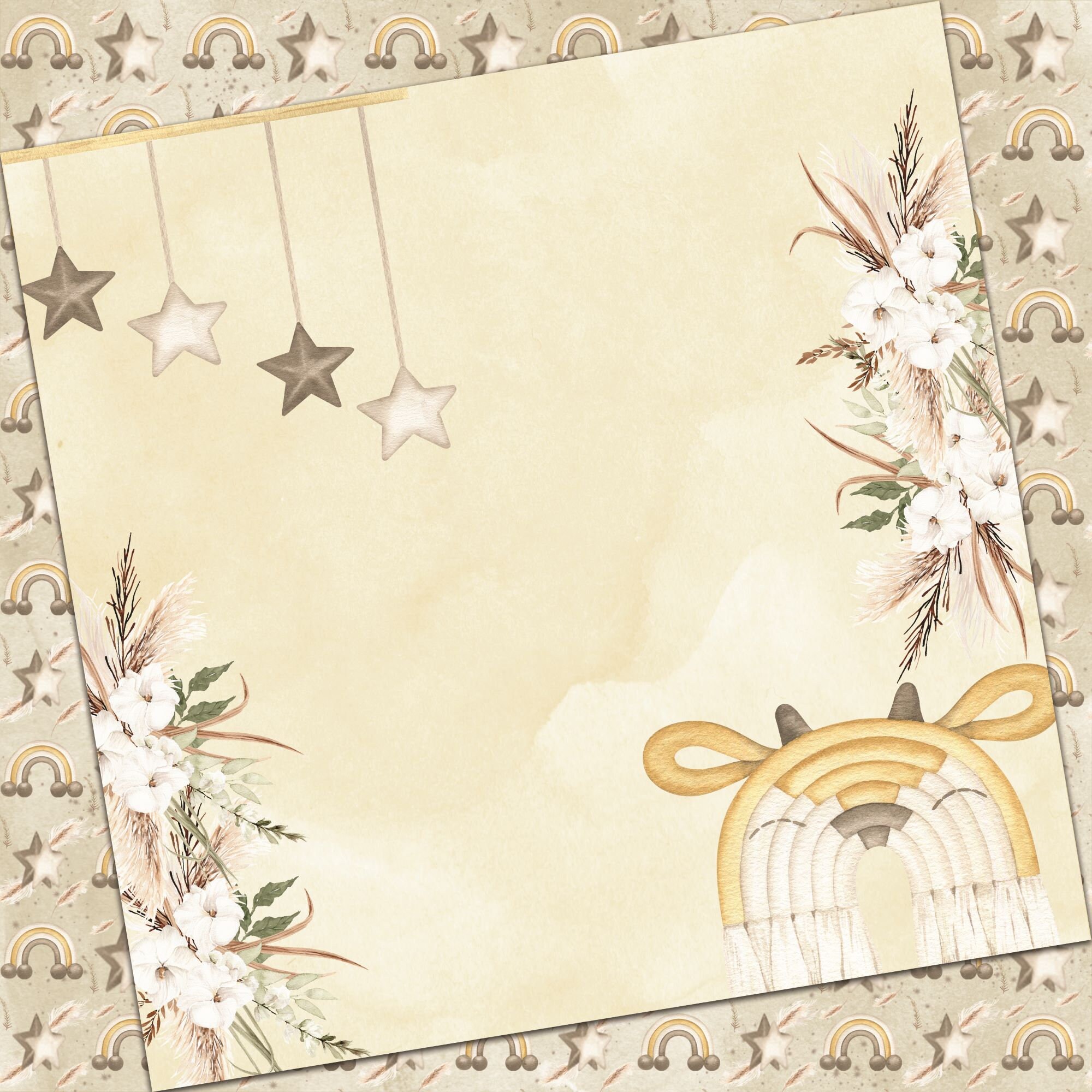 Boho Digital Paper Set Boho Nursery Background Boho Baby Digital Paper ...