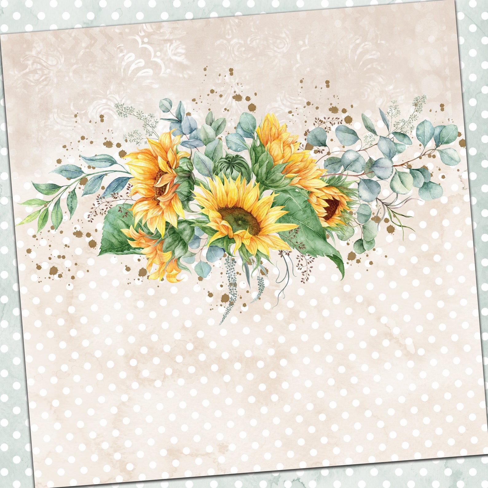 Sunflowers Wedding Digital Paper Set Wedding Paper Pack Sunflowers ...
