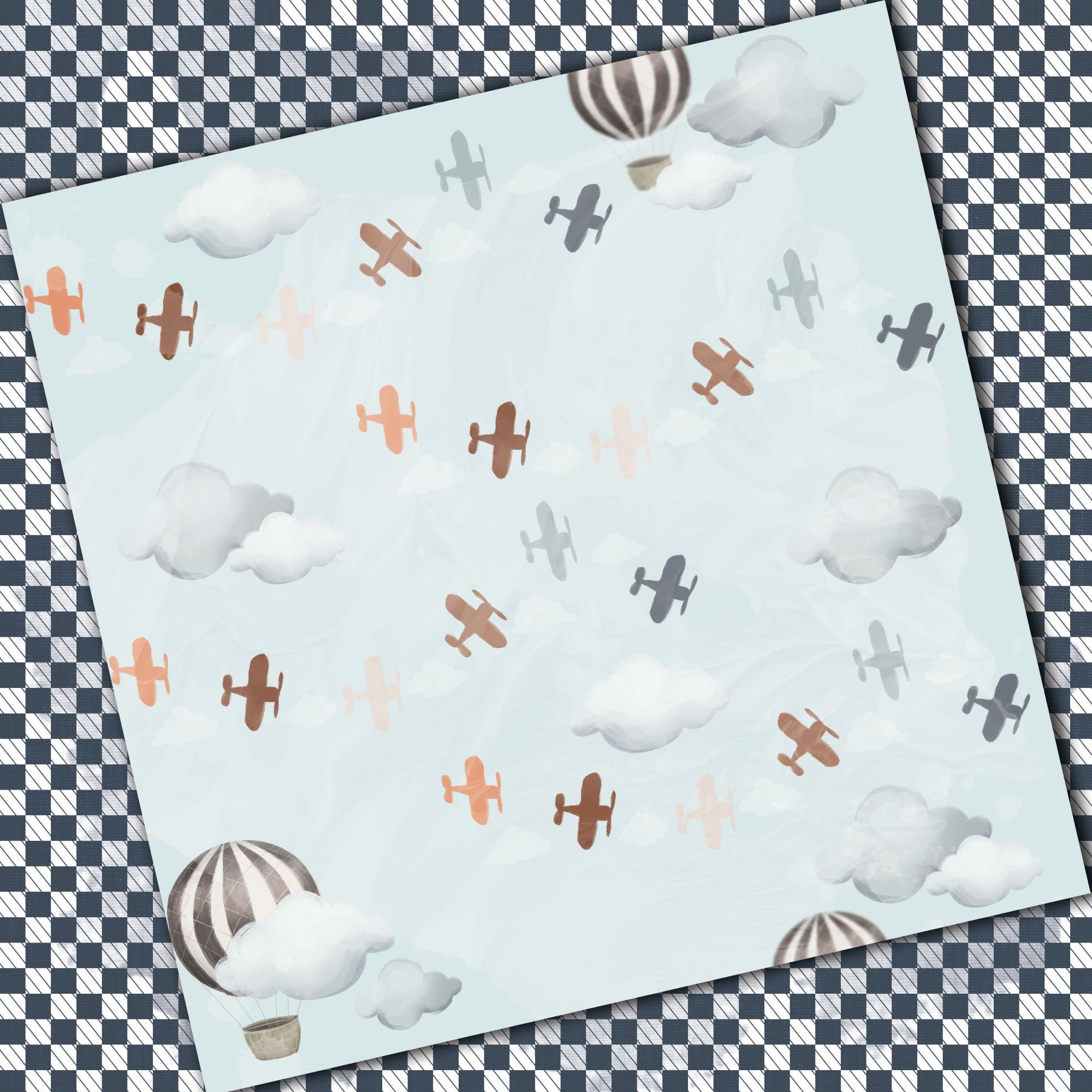 Boys Adventure Digital Paper Set Nursery Pattern Baby Scrapbook Digital ...