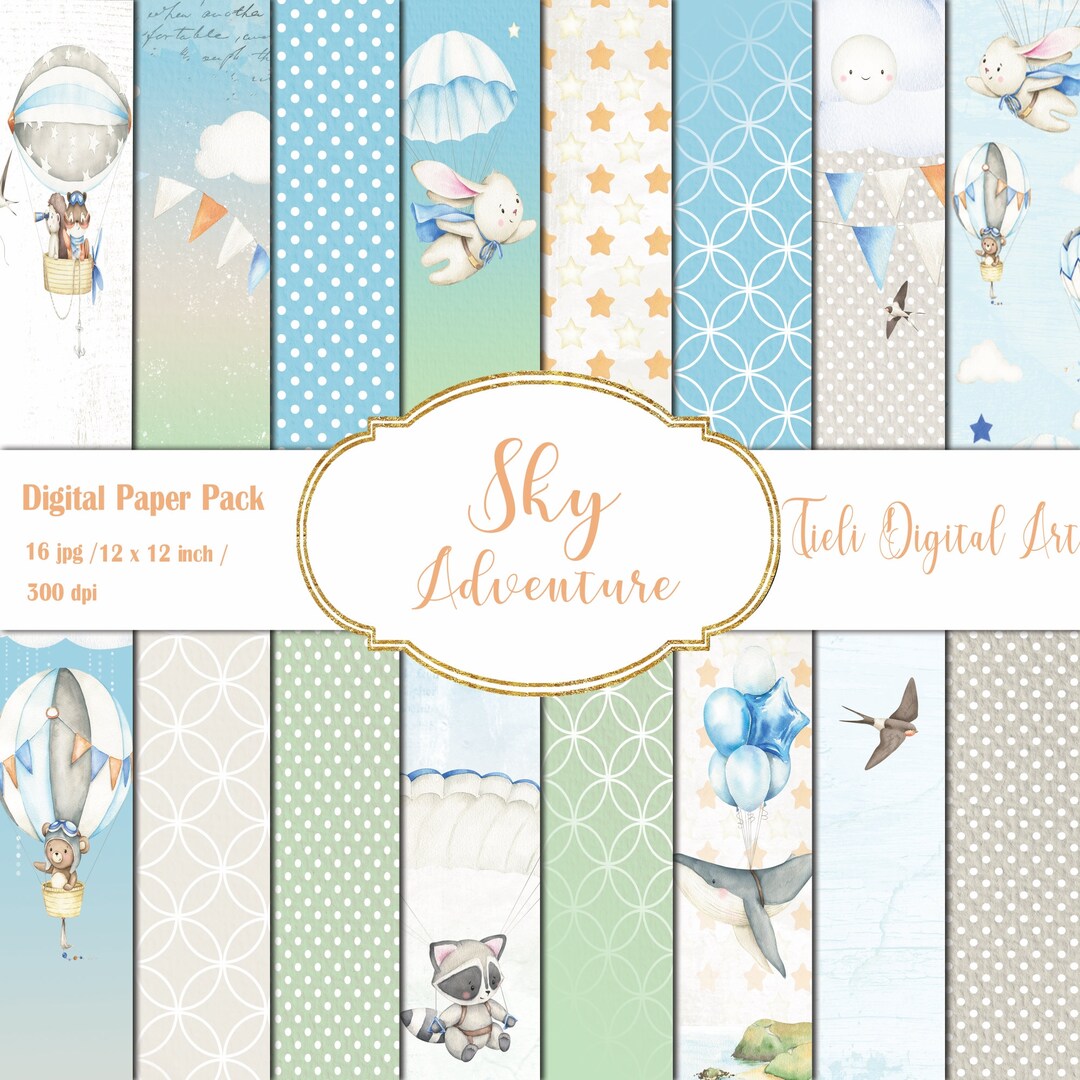 Forest Animals Bundle 12x12 Digital Paper Printable Stationary, Cute ...