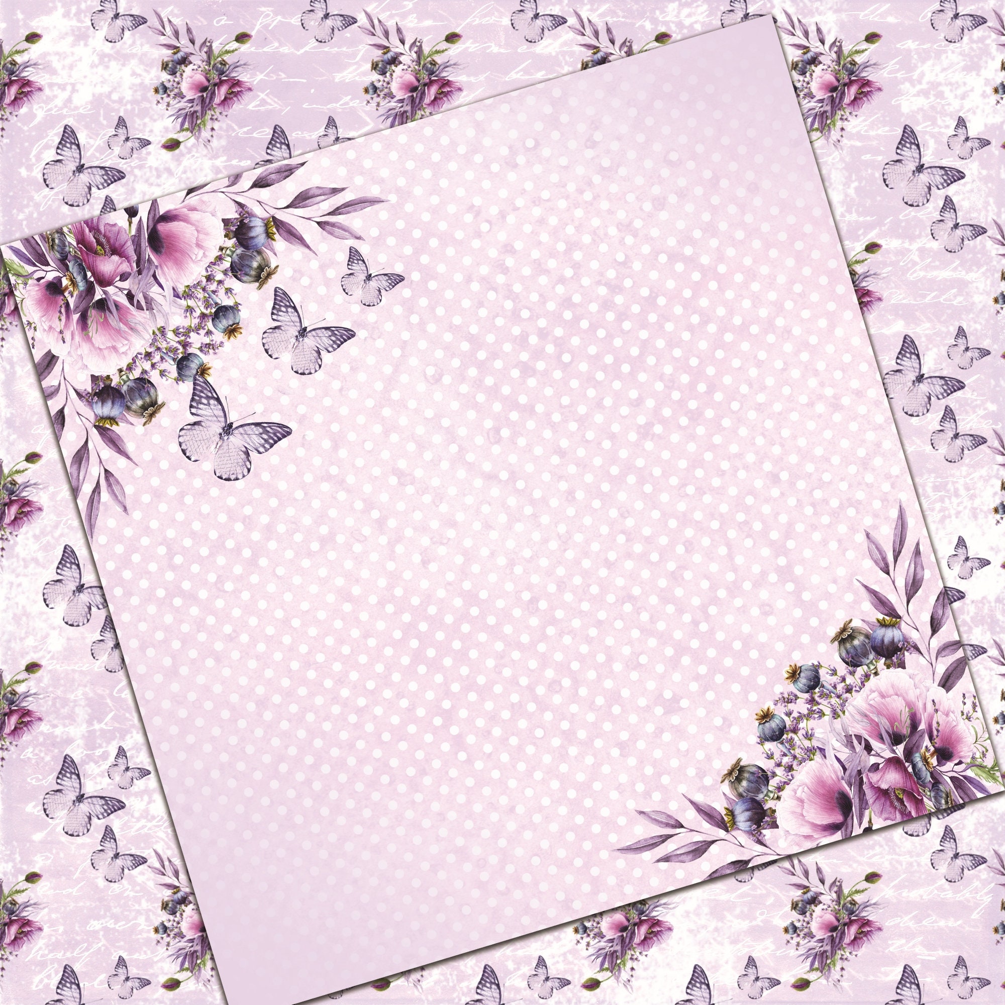 Violet Digital Paper Set Violet Dreams Purple Floral Digital Paper Pack ...