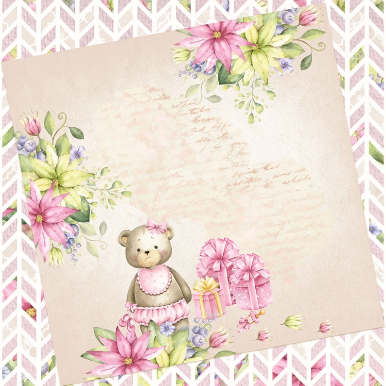 Teddy Bear Digital Paper Set Baby Girl Digital Paper Pack Nursery ...