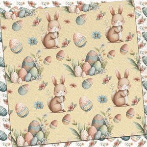 Easter Digital Paper Set Easter Bunnies With Eggs Digital Paper Pack ...