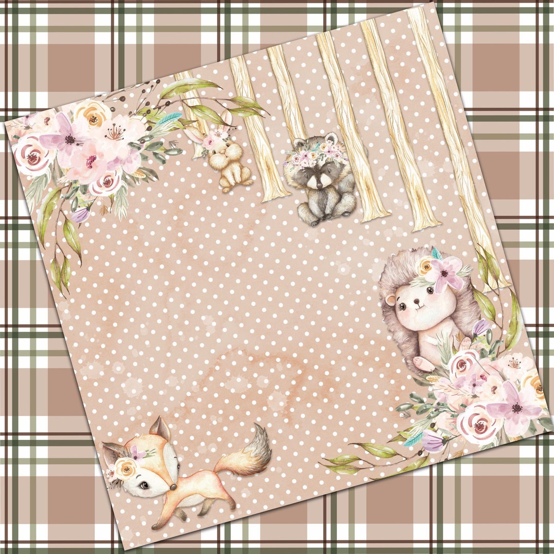 Forest Friends Digital Paper Set Printable Collection With - Etsy