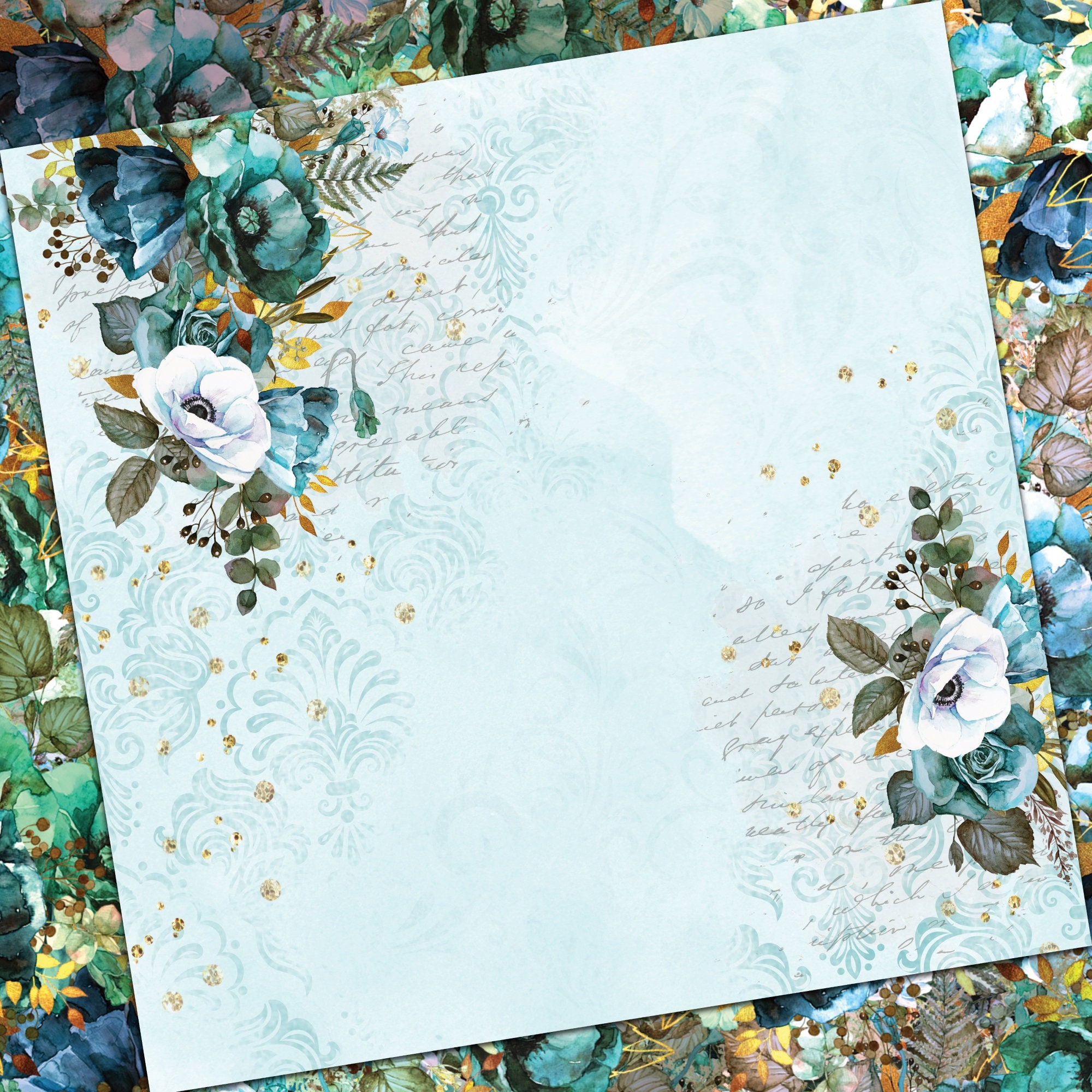 Turquoise and Gold Digital Paper Set Wedding Vibes Digital Paper Set ...