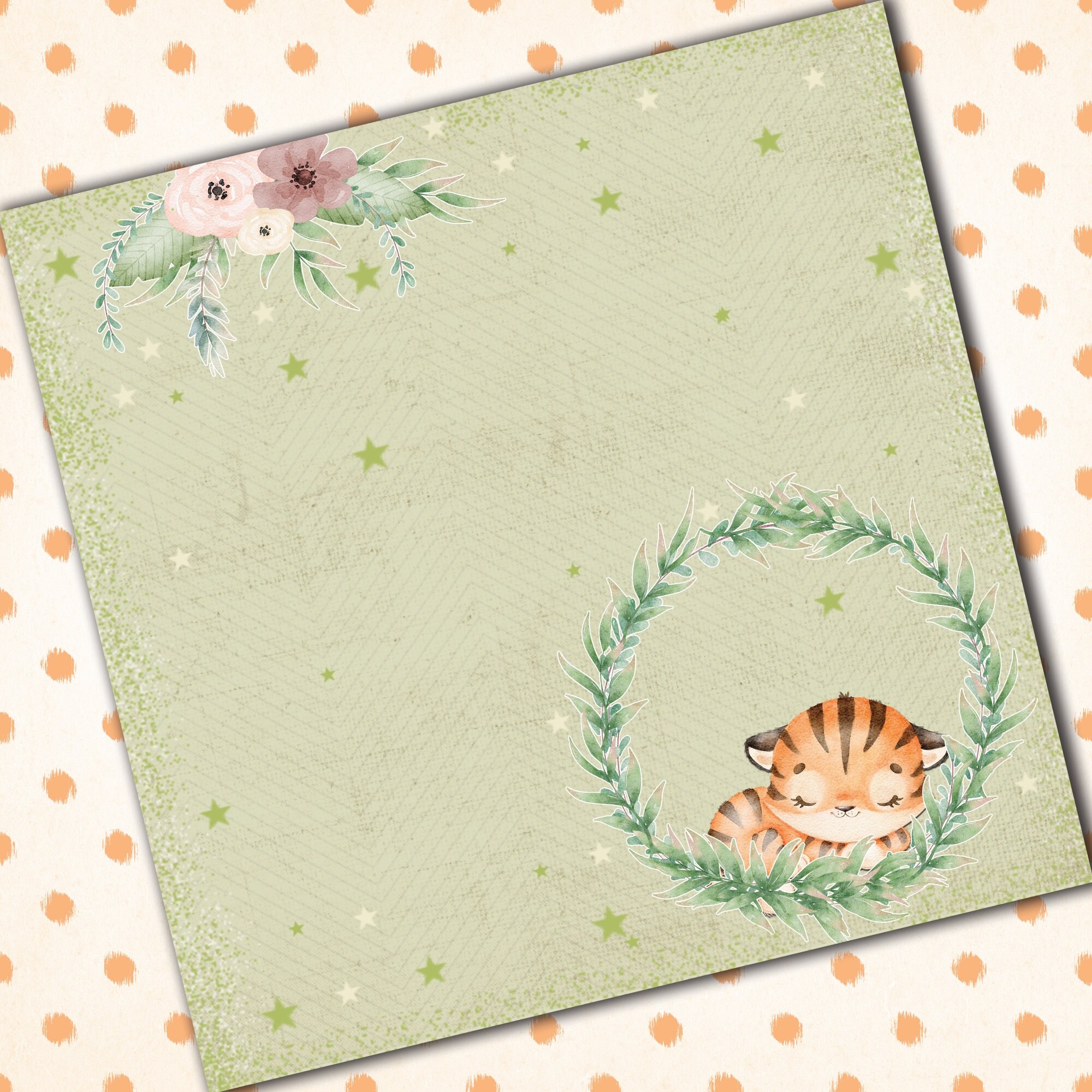 Little Tiger Digital Paper Set Tiger Nursery Background Unisex Baby ...