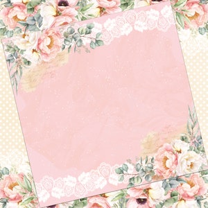 Light Pink Floral Wedding Digital Paper Set Eucalyptus Peonies White ...