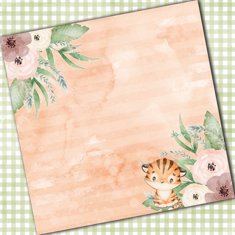 Little Tiger Digital Paper Set Tiger Nursery Background Unisex Baby ...
