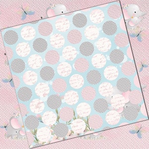 Little Elephant Digital Paper Set Scrapbook Background Children ...