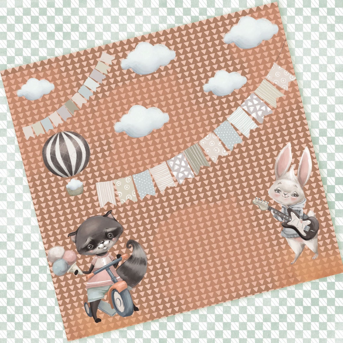Boys Adventure Digital Paper Set Nursery Pattern Baby Scrapbook Digital ...