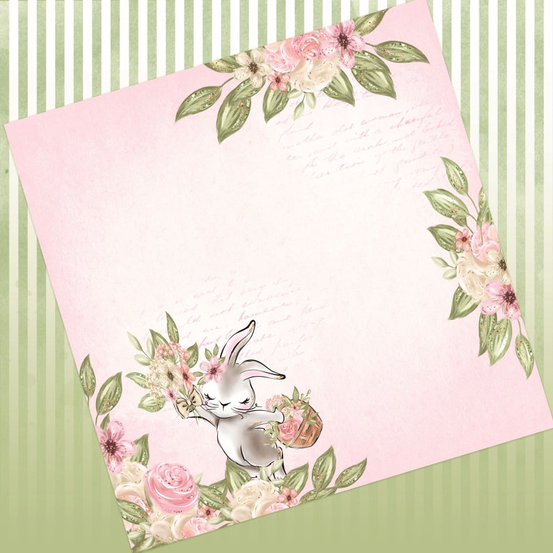 Sweet Bunnie Digital Paper Set Scrapbook Digital Paper Pack Birthday ...