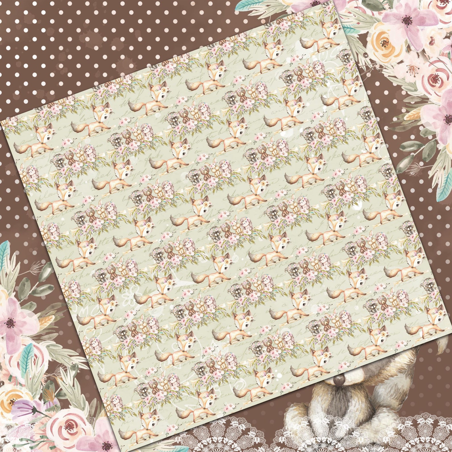 Forest Friends Digital Paper Set Printable Collection With - Etsy