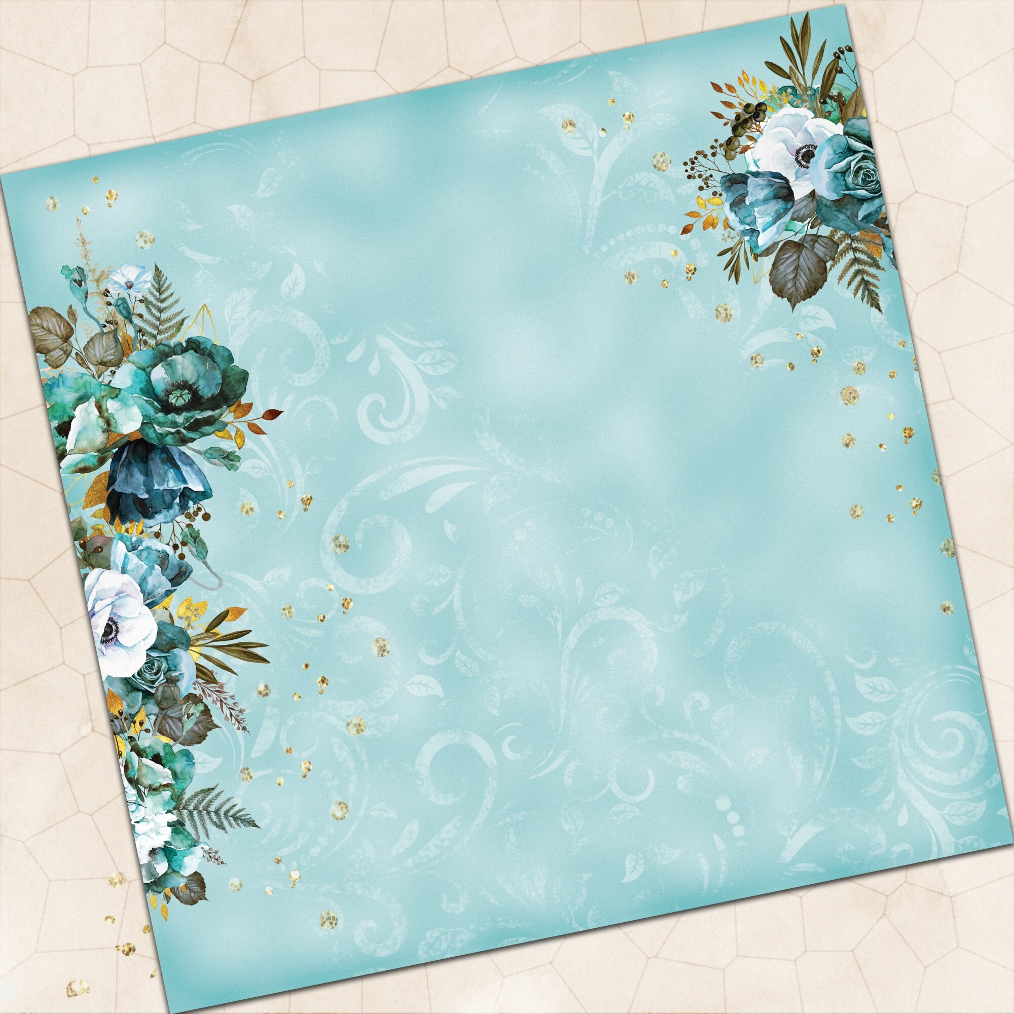 Turquoise and Gold Digital Paper Set Wedding Vibes Digital Paper Set ...