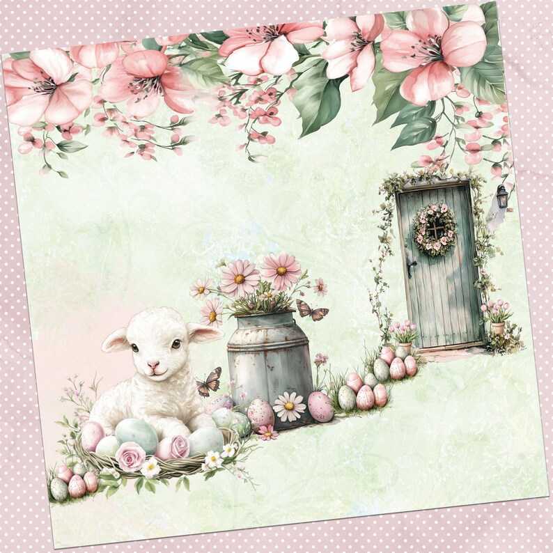 Easter Digital Paper Set Easter Bunnies With Eggs Digital Paper Pack ...
