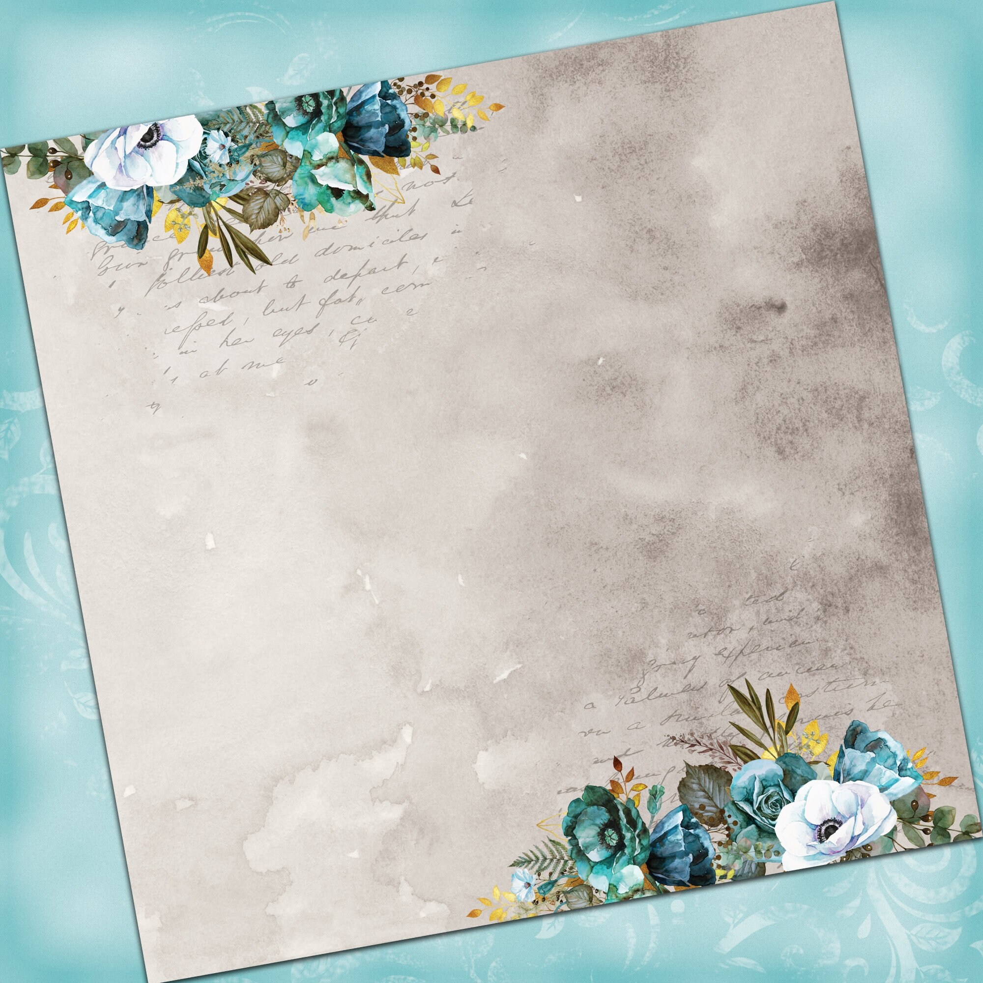 Turquoise and Gold Digital Paper Set Wedding Vibes Digital Paper Set ...