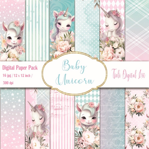 Unicorn Digital Paper - Etsy
