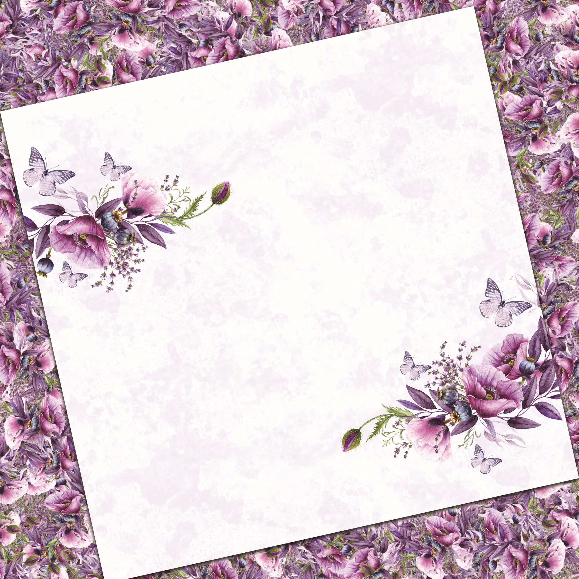 Violet Digital Paper Set Violet Dreams Purple Floral Digital Paper Pack ...