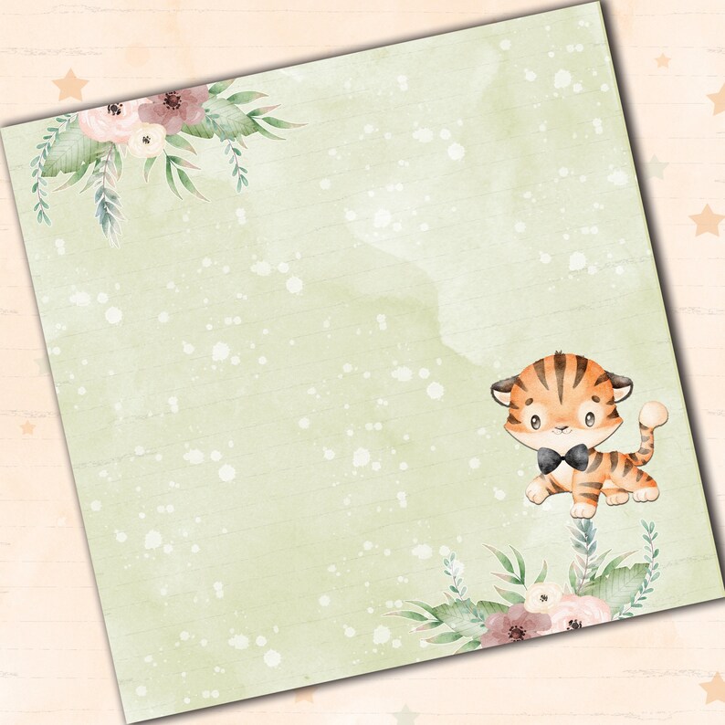 Little Tiger Digital Paper Set Tiger Nursery Background Unisex Baby ...