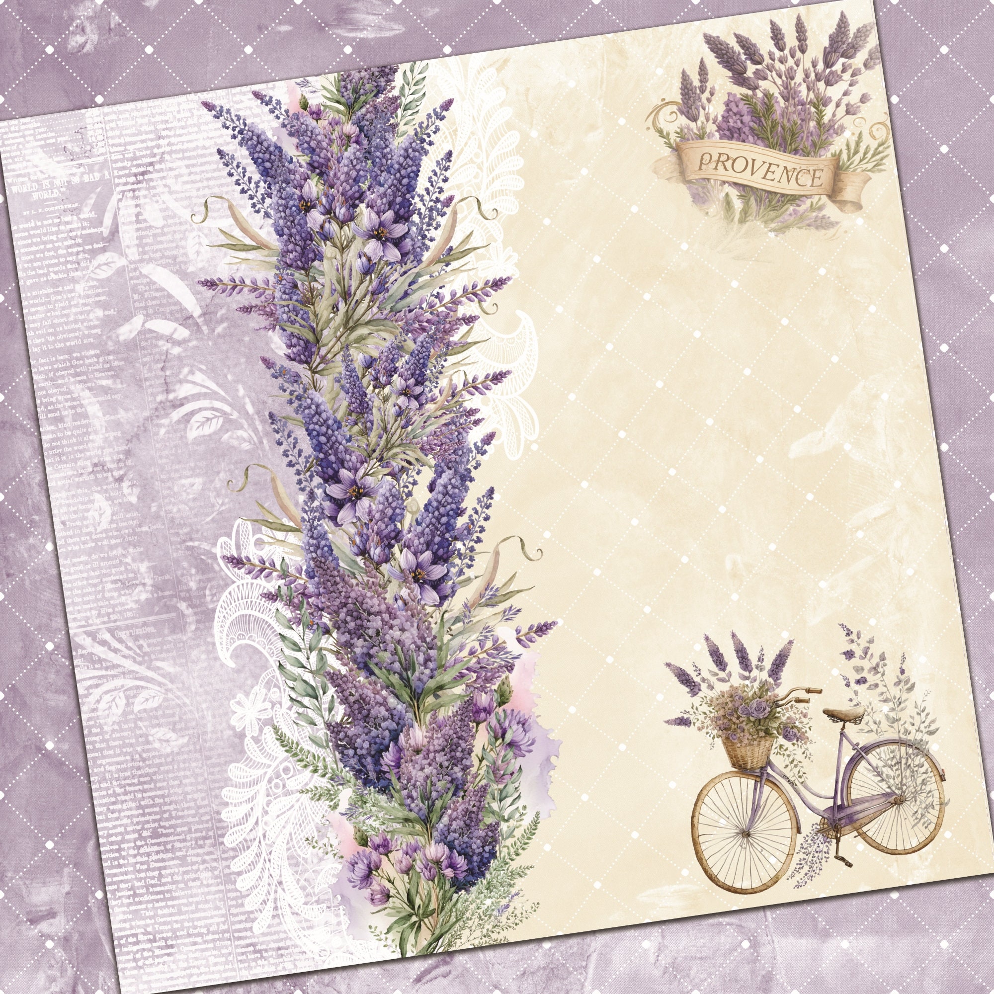 Romance in Provence Digital Paper Set Purple Floral Digital Paper Pack ...