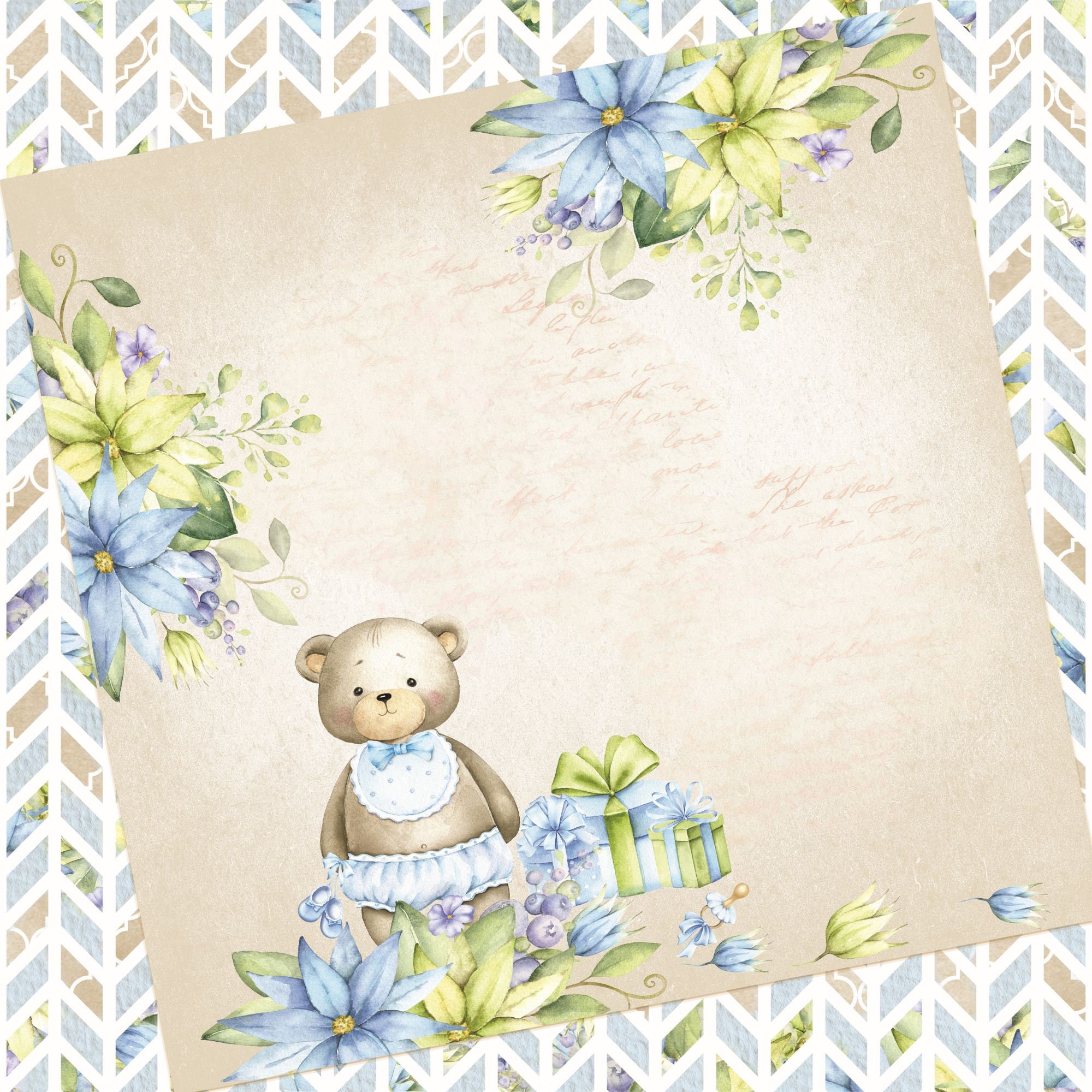 Teddy Bear Digital Paper Set Baby Boy Digital Paper Pack Nursery ...