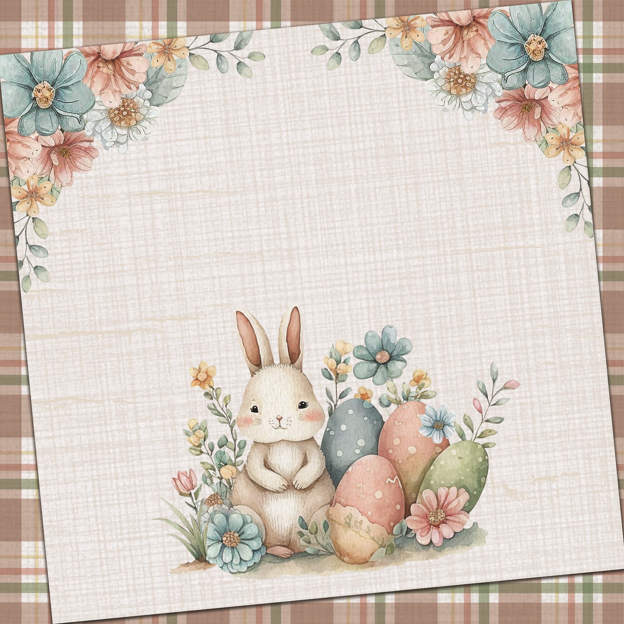 Easter Digital Paper Set Easter Bunnies With Eggs Digital Paper Pack ...