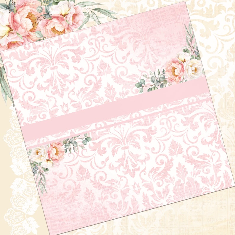 Light Pink Floral Wedding Digital Paper Set Eucalyptus Peonies - Etsy