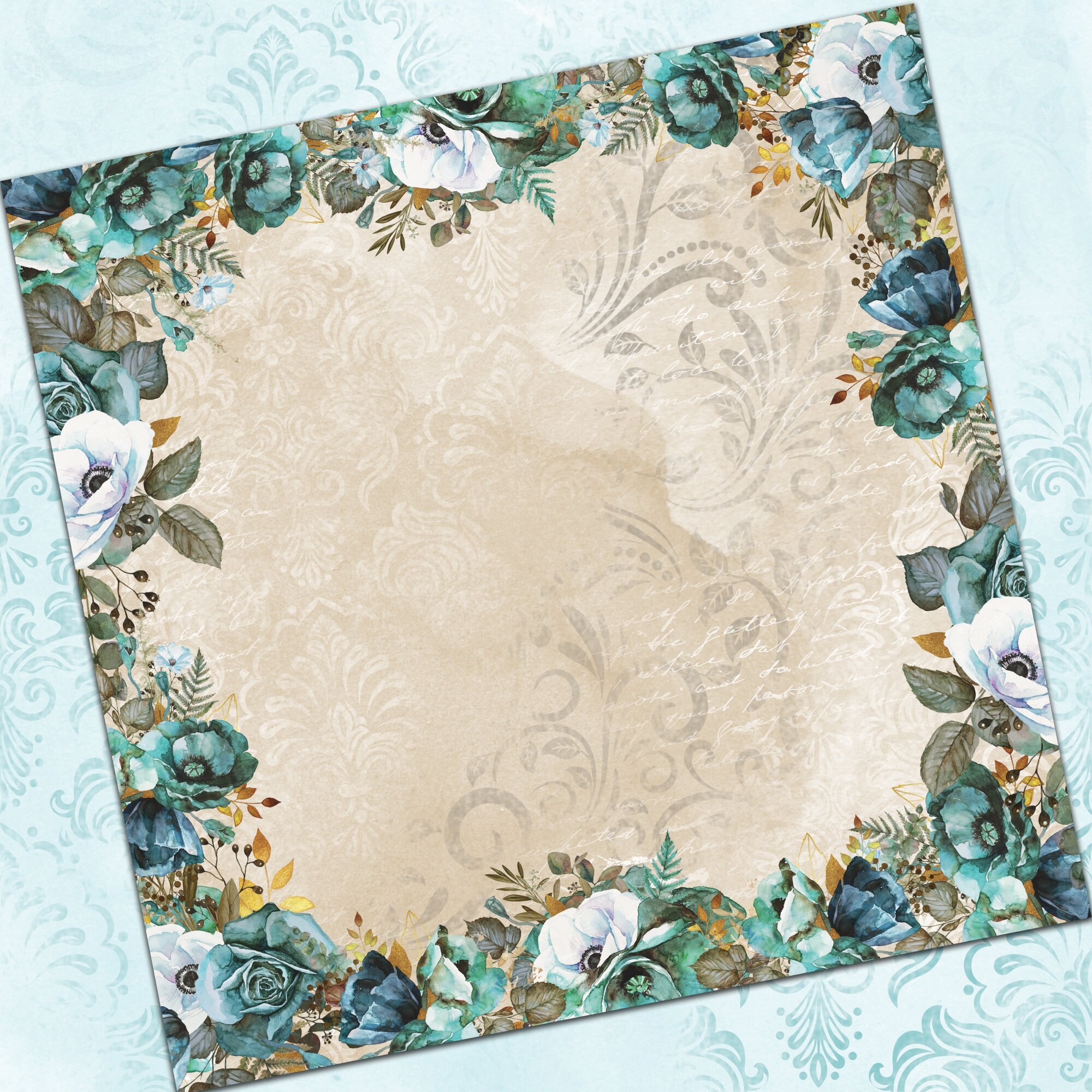 Turquoise and Gold Digital Paper Set Wedding Vibes Digital Paper Set ...