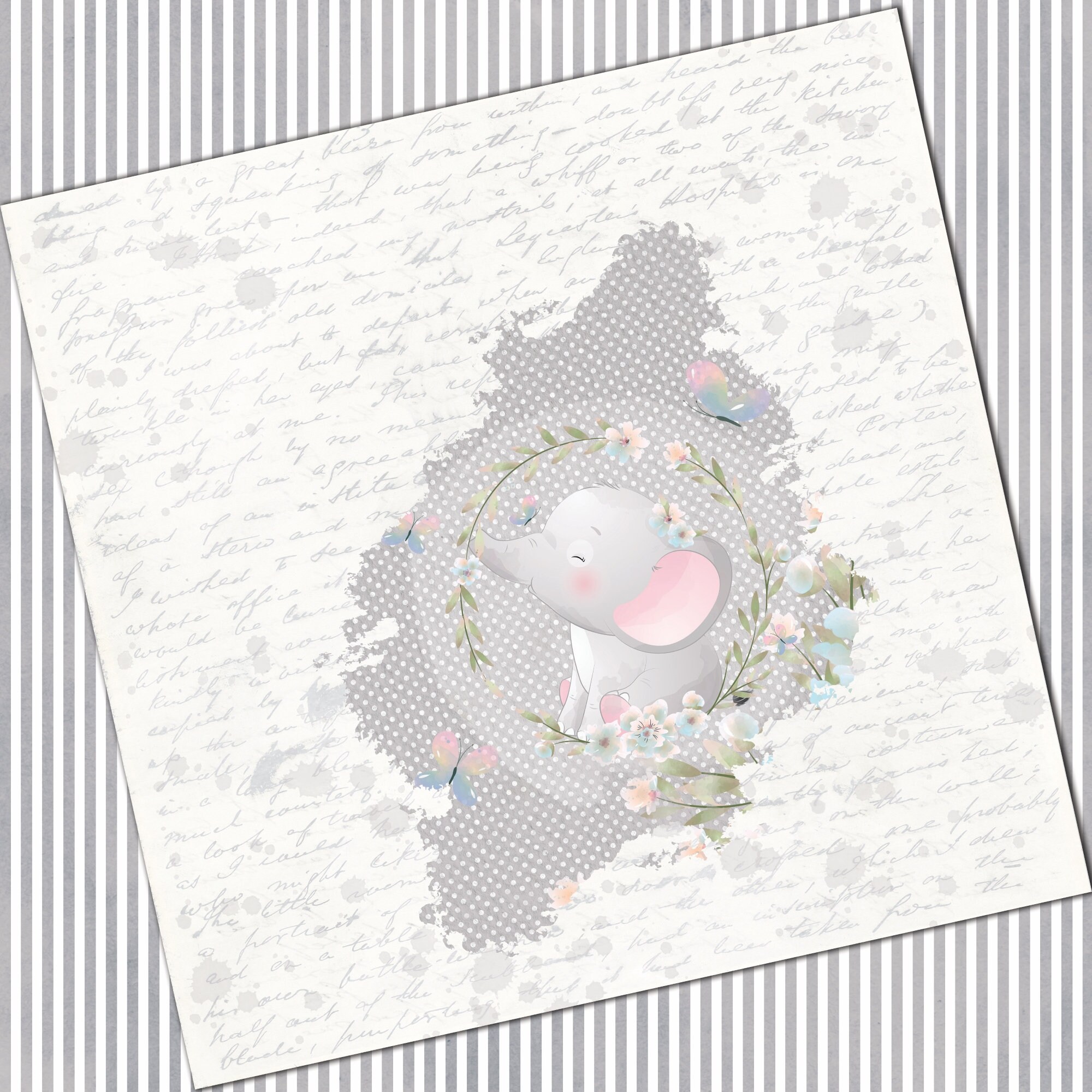 Little Elephant Digital Paper Set Scrapbook Background Children ...