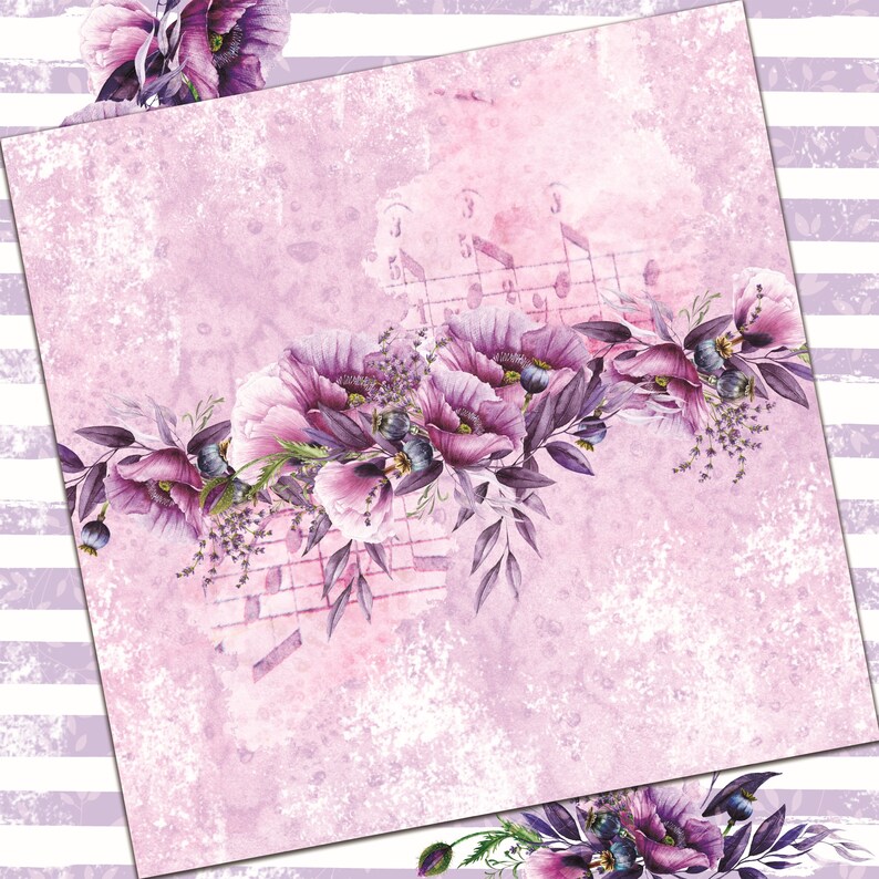 Violet Digital Paper Set Violet Dreams Purple Floral Digital - Etsy