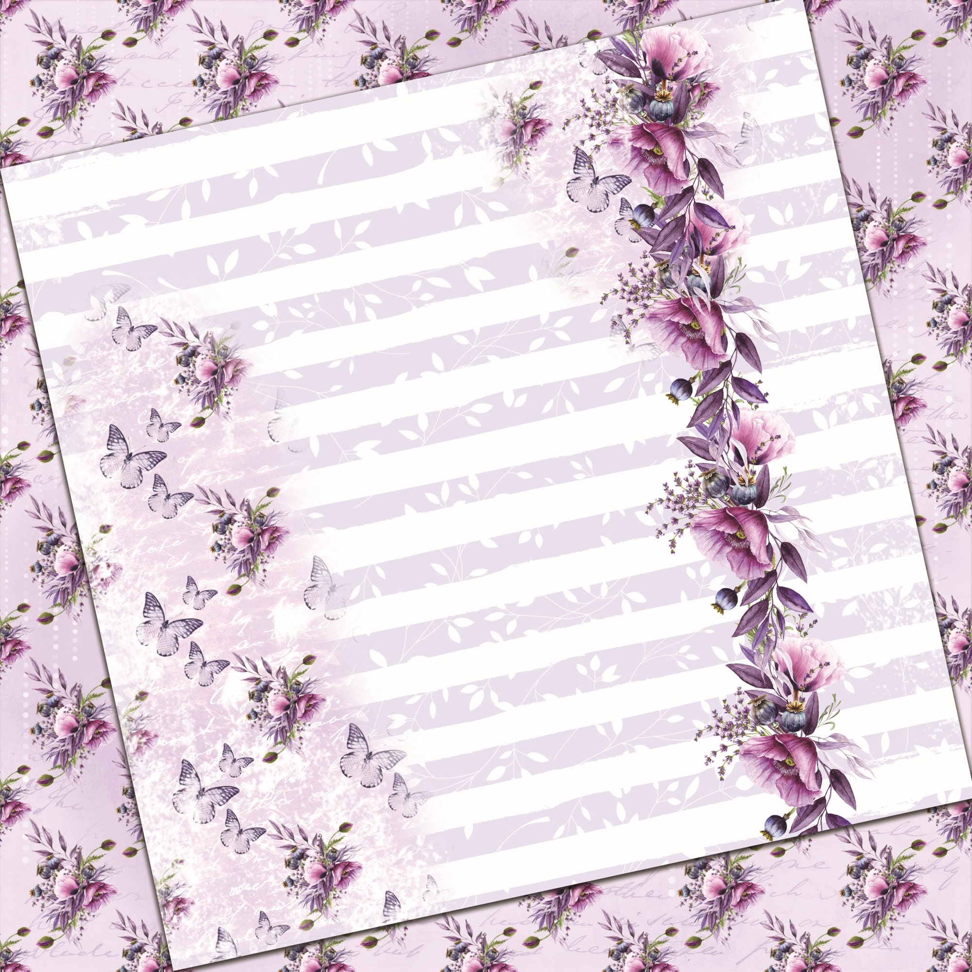 Violet Digital Paper Set Violet Dreams Purple Floral Digital Paper Pack ...