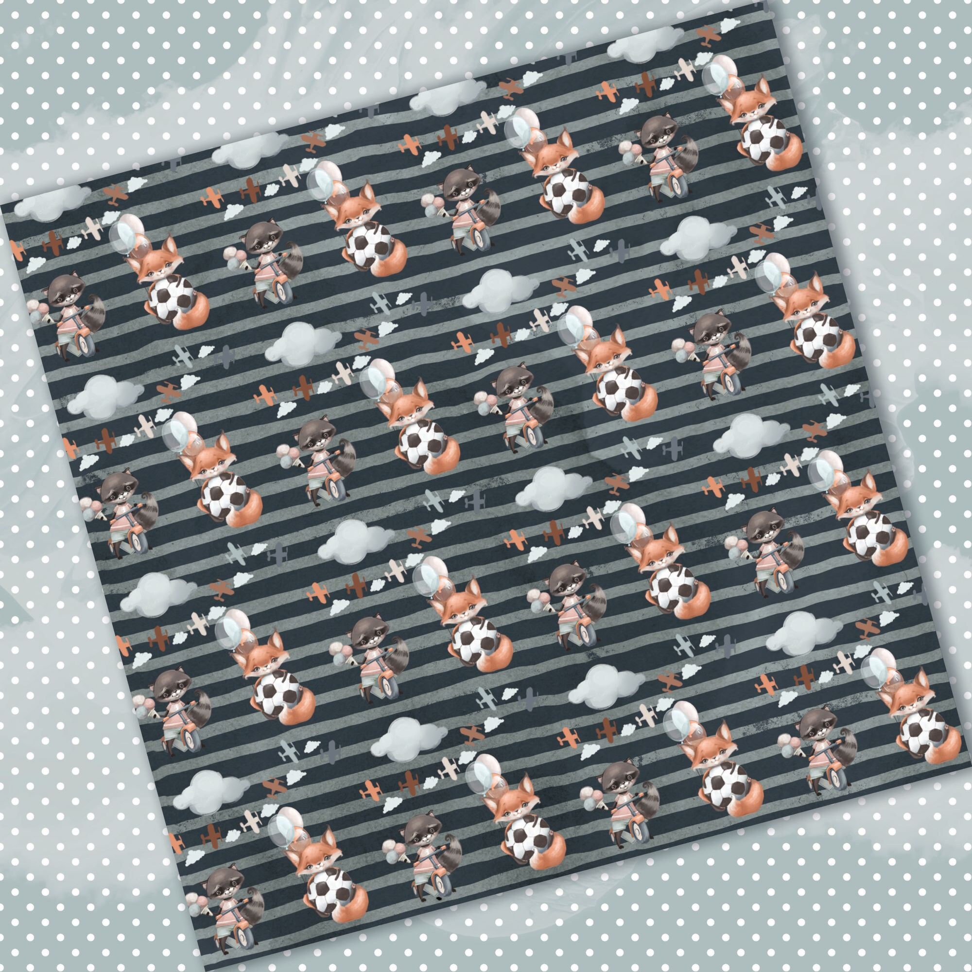 Boys Adventure Digital Paper Set Nursery Pattern Baby Scrapbook Digital ...