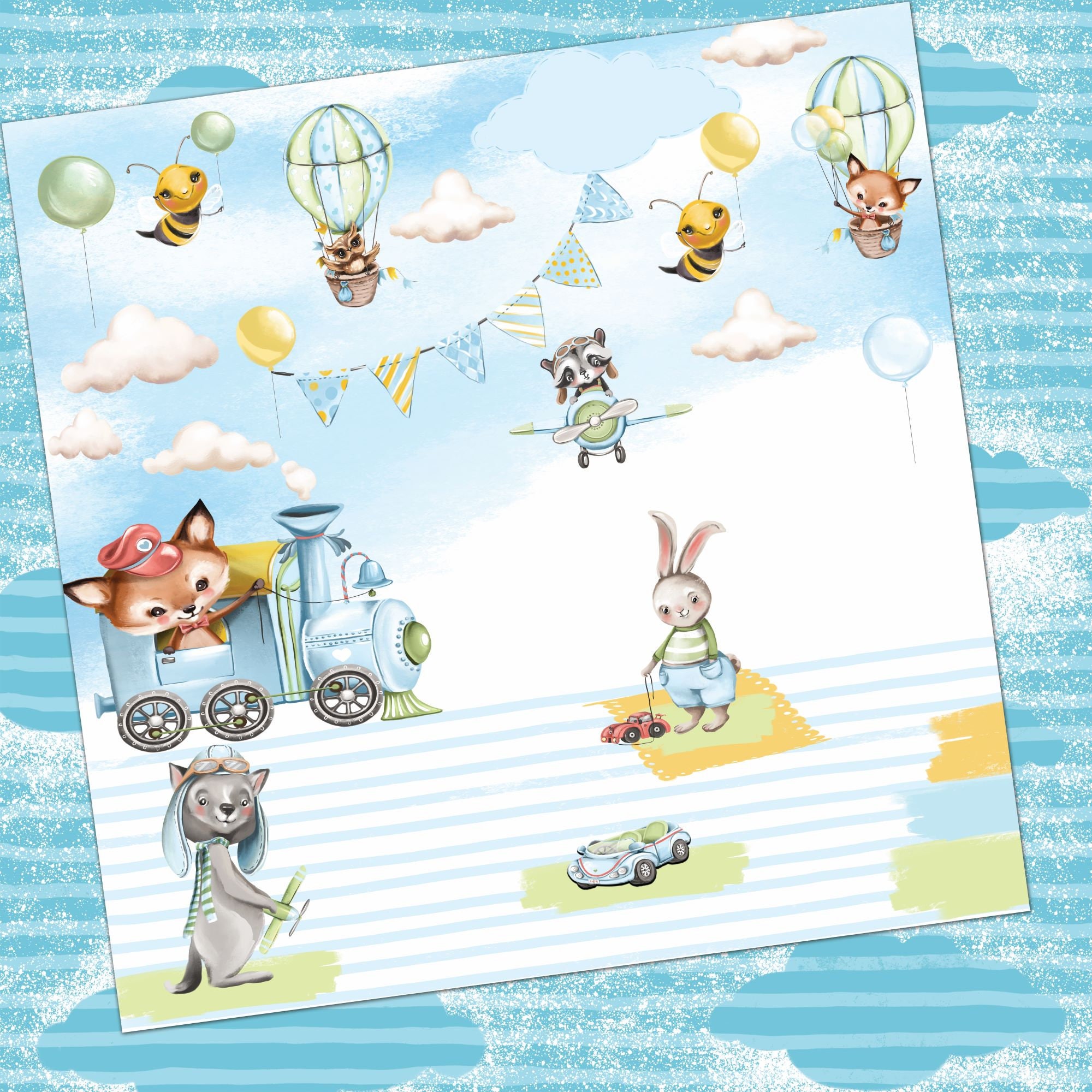 Little Boy Digital Paper Set Birthday Baby Shower Nursery Scrapbook ...